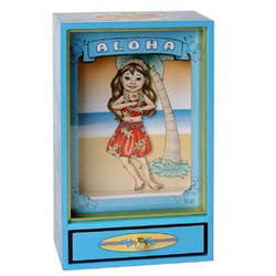 Musical Hula Dancer Animated Shadow Box with Drawer - FindGift.com